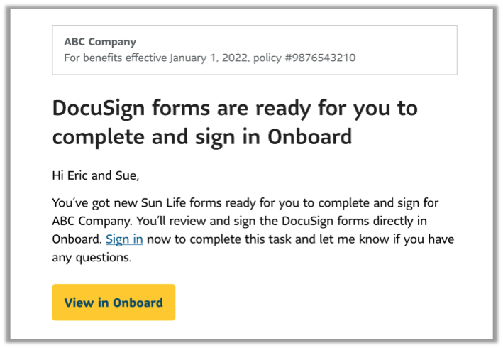 Emails you can expect during Onboarding – Sun Life Onboard