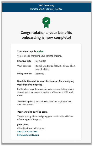 Emails you can expect during Onboarding – Sun Life Onboard