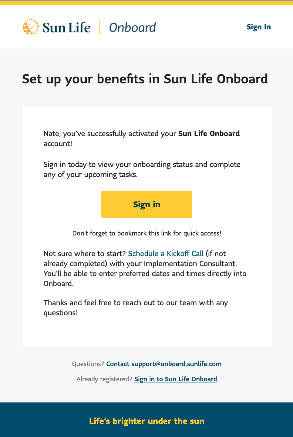 Signing in to your account in Sun Life Onboard – Sun Life Onboard