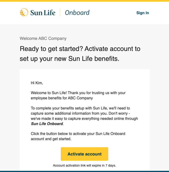 Signing in to your account in Sun Life Onboard – Sun Life Onboard