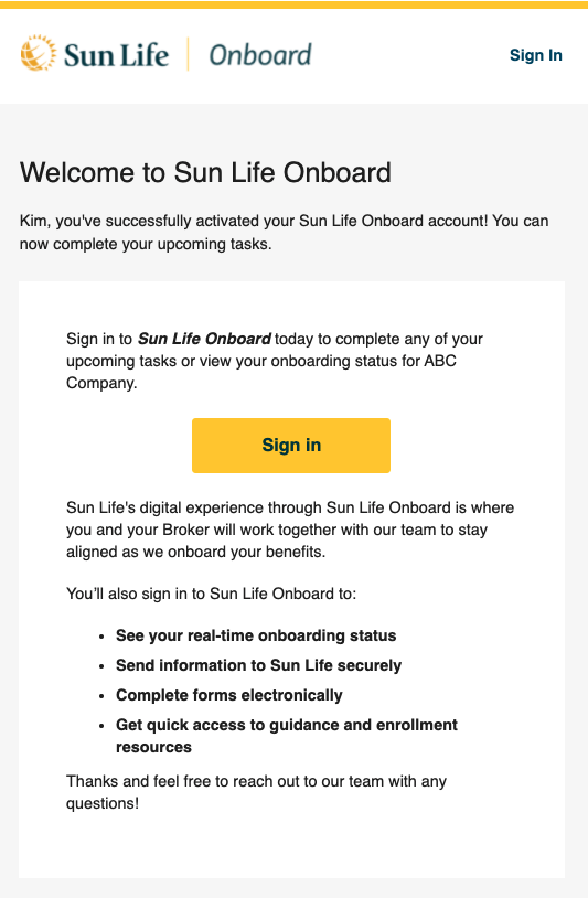 Signing in to your account in Sun Life Onboard – Sun Life Onboard